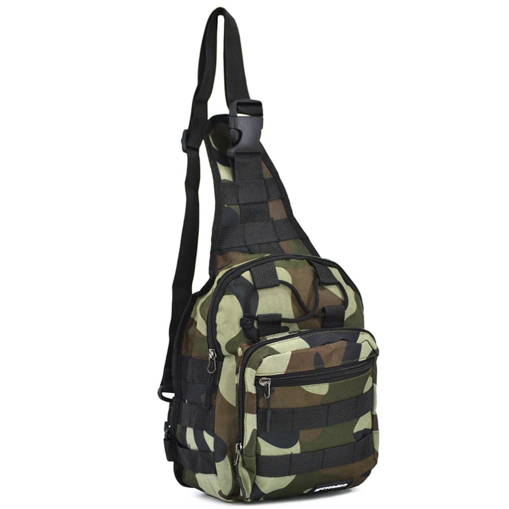 Mochilita Cruzada Cecchini Tactic Camuflada Lisa