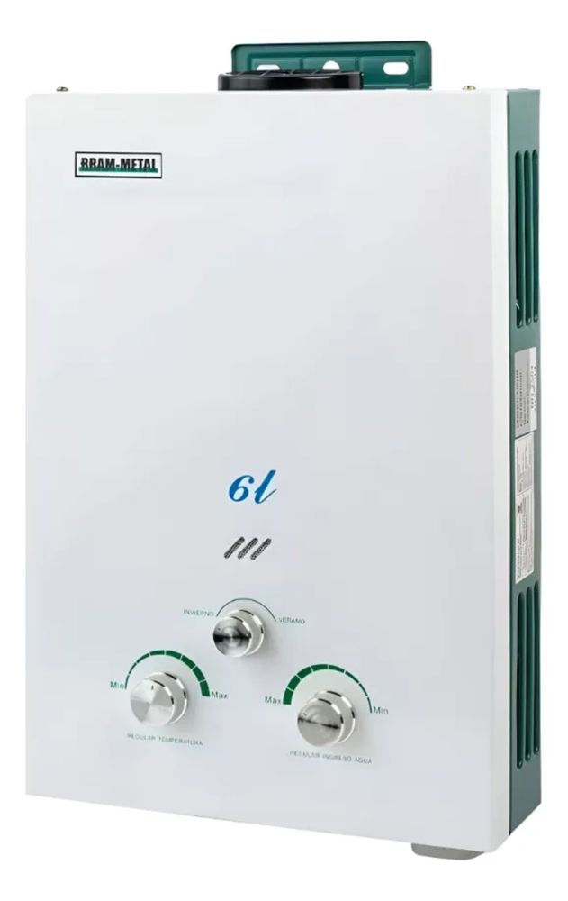 Calefon Bram-Metal 6 Lts Motorhome Camper G/E S/Llama Enc A Pila