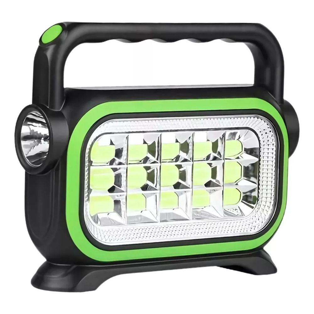 Linterna Multifunción Con Panel Solar Dinax Negro/Verde NY-885A