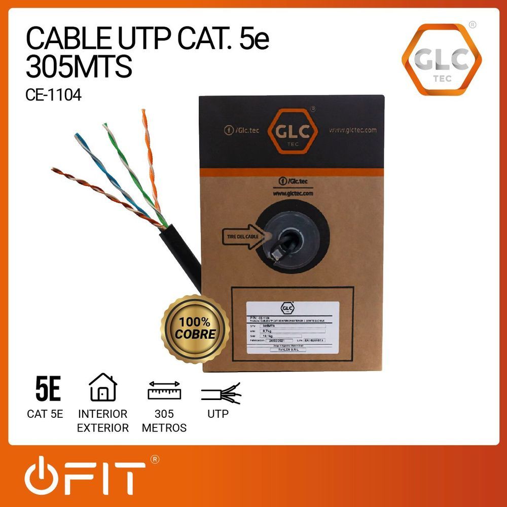 CABLE UTP CAT. 5E INTERIOR/EXTERIOR X 305MTS GLC MAX GLC - CE-1104