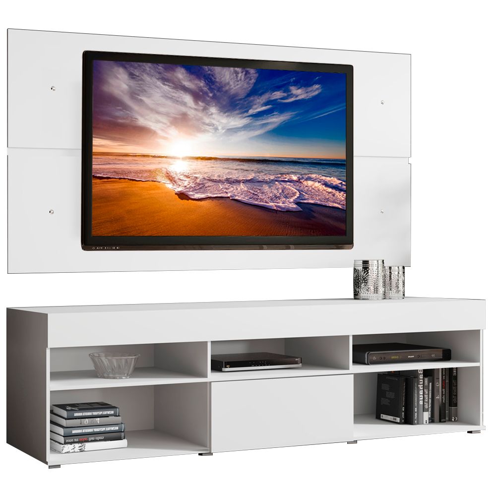 Rack Miami Madesa C/ Mesa Y Panel Para Tv Hasta 65 Pulgadas