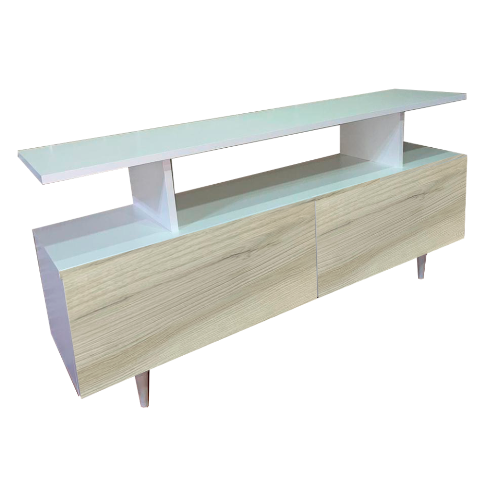 Rack Mueble TV con 2 puertas Blanco y Camelia