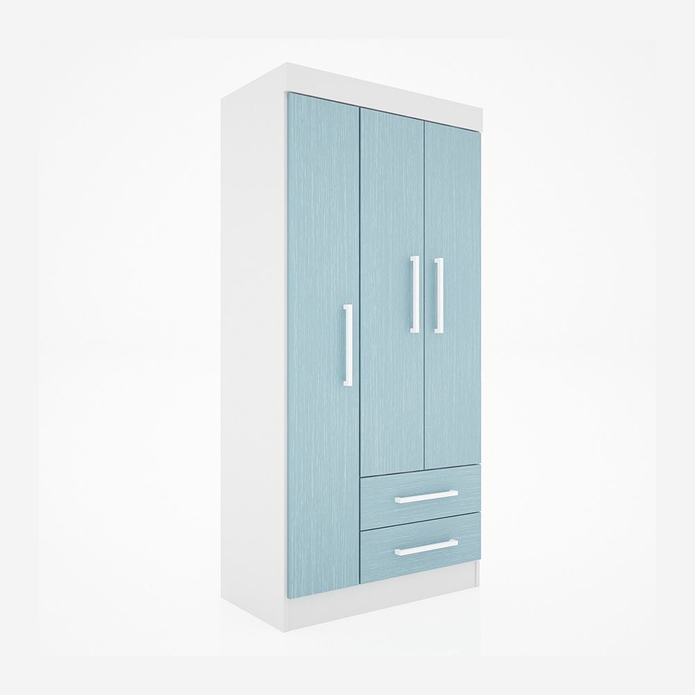 Placard Infantil Delos DJ103 3 Puertas 2 Cajones Celeste