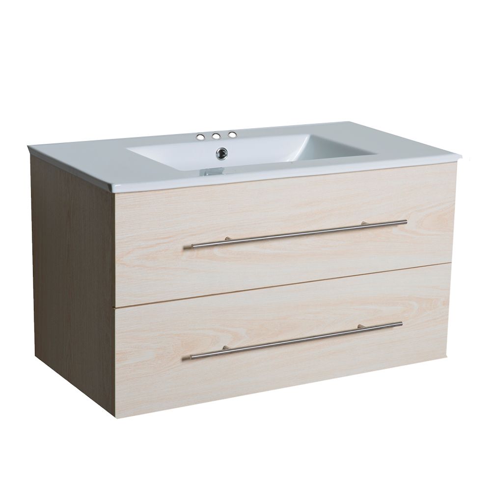 Vanitory colgante con bacha baño sanitario 80 cm 3 a Nogal
