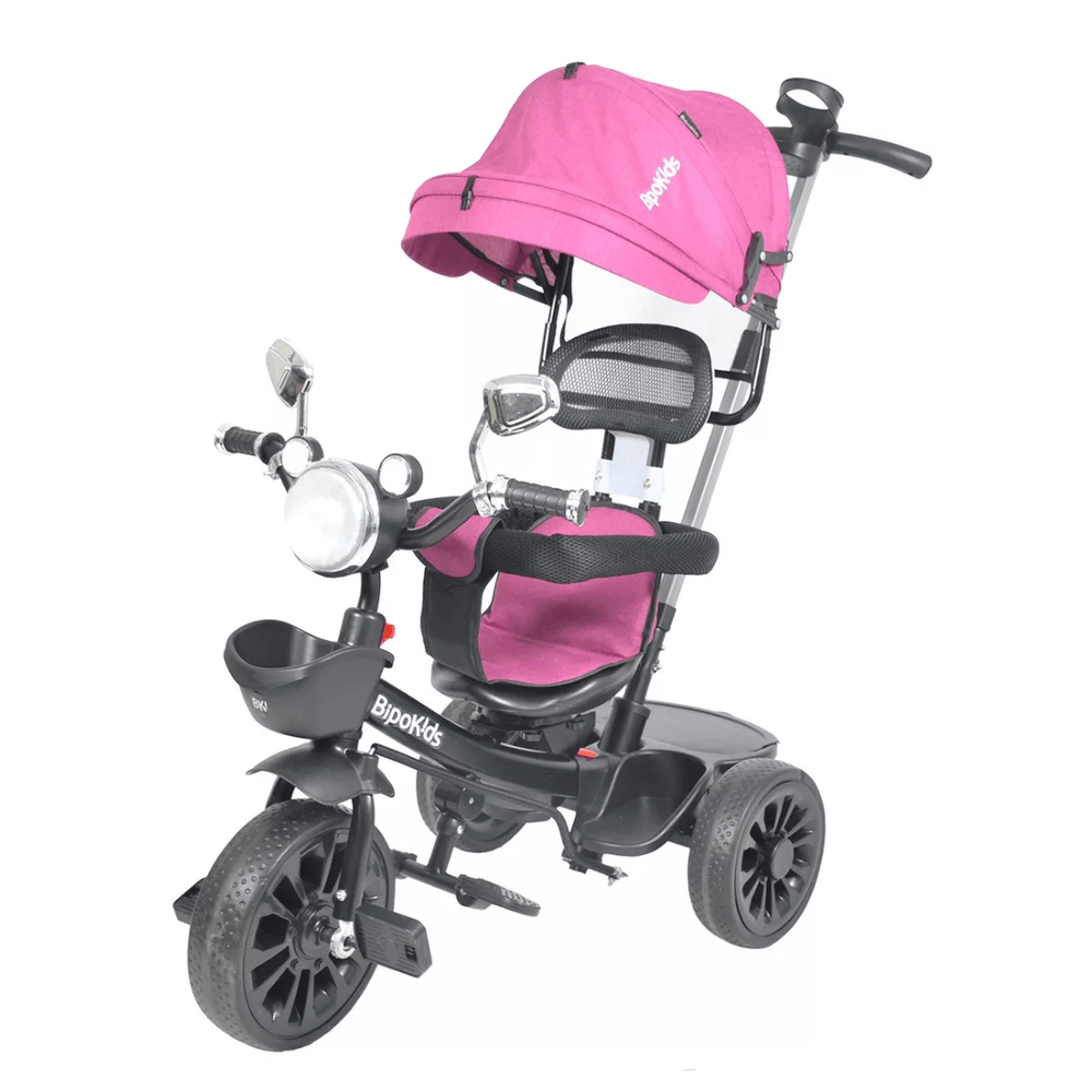 Triciclo Direccional Reversible Luces Sonido Extensible TR9008 Bipo Fucsia