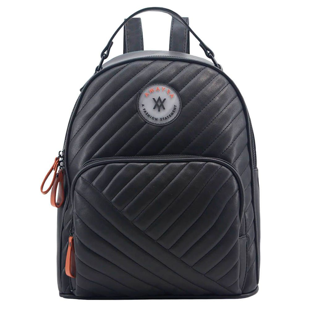 Mochila Amayra Con Bolsillo Frontal y Pespuntes En Diagonal