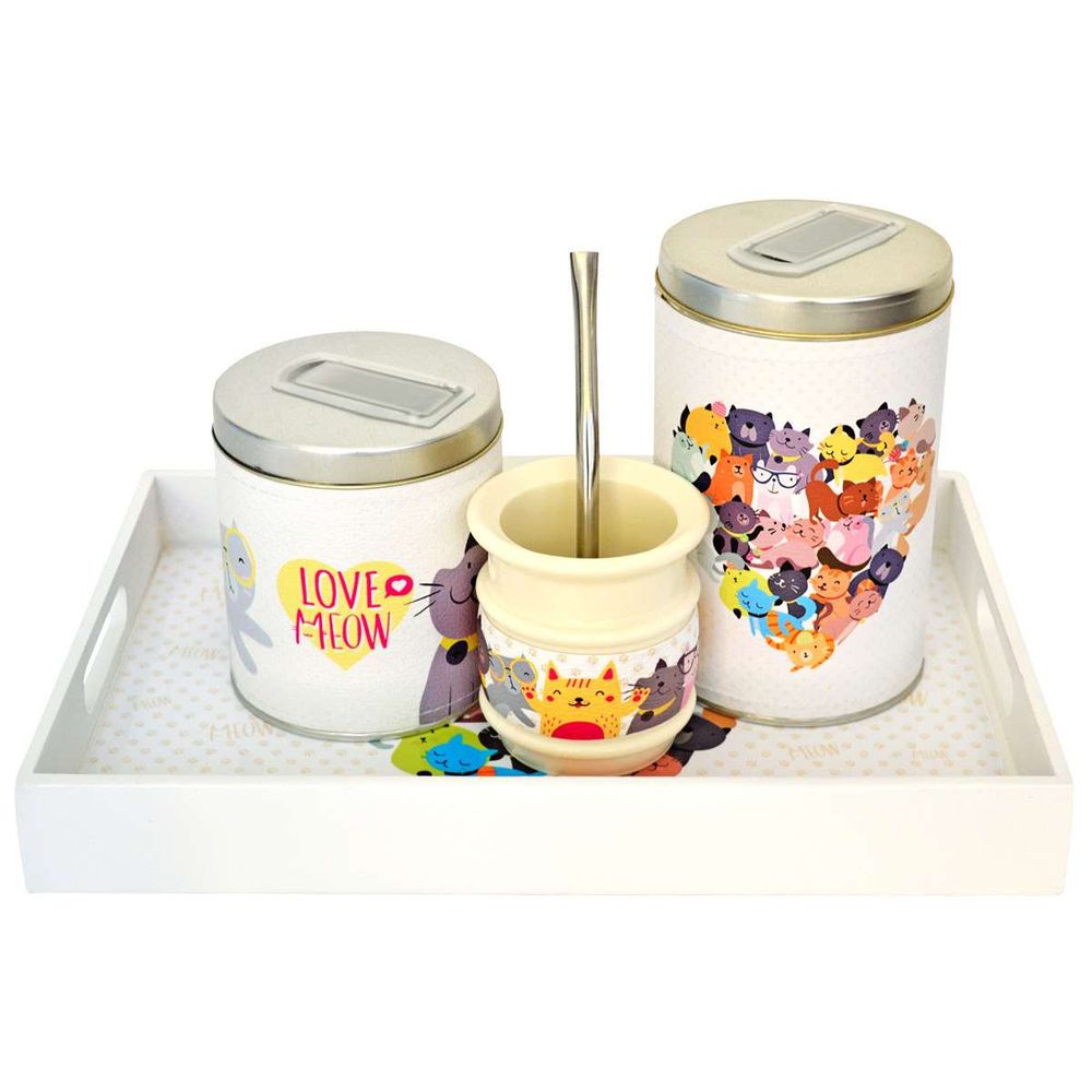 Kit de Mate Urbano y bandeja Gatitos