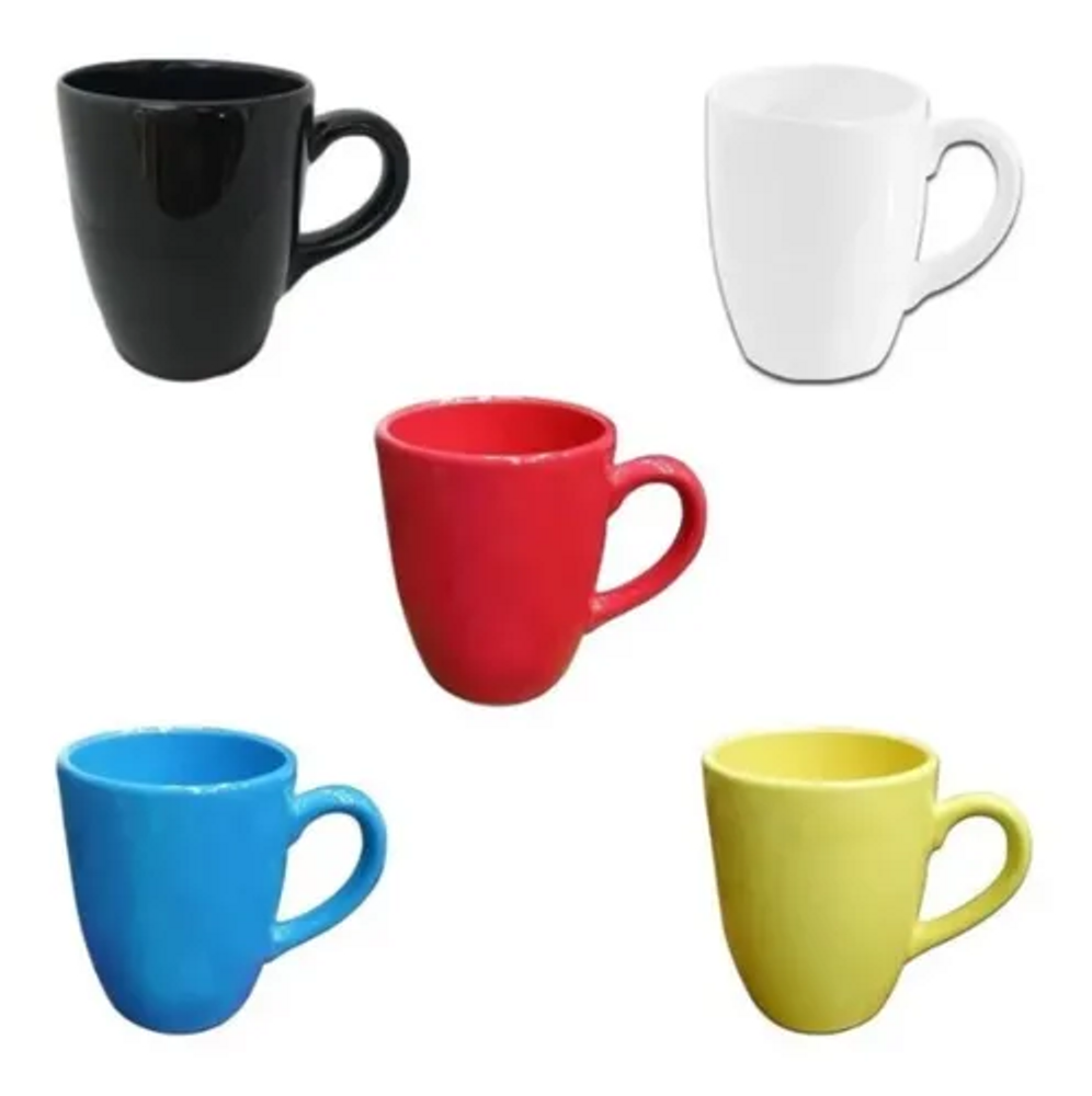Jarro Mug Ceramica Blanca Y Colores 300 Ml Blanco