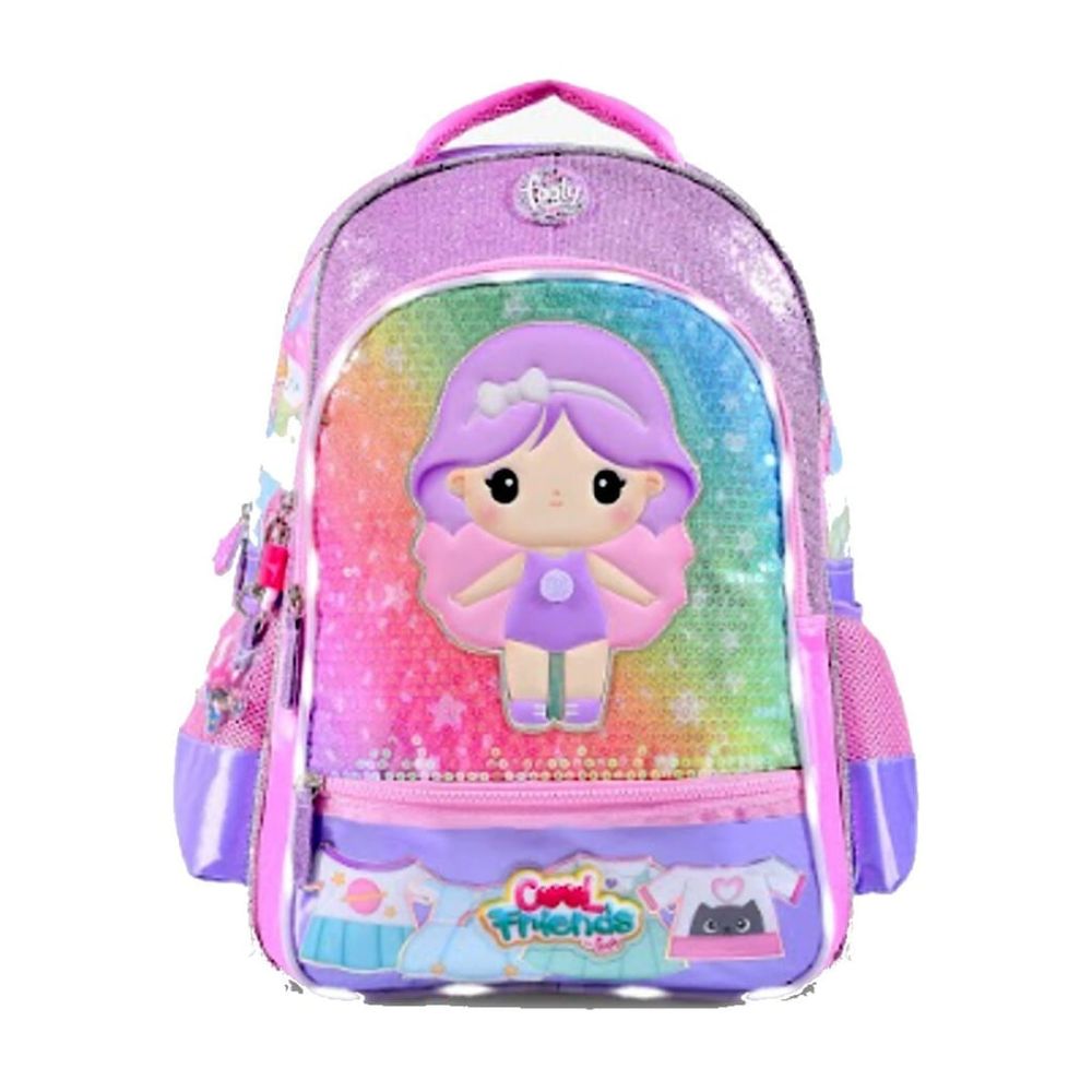 Mochila Footy Cool Friends Espalda 18 Con Luz F1823 Violeta