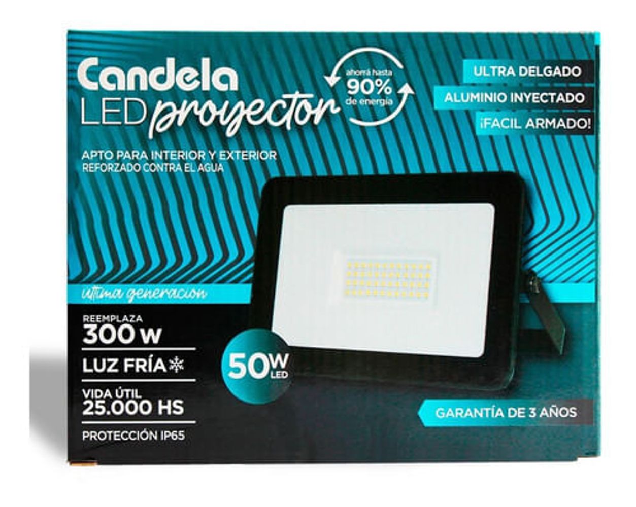 Reflector Led Candela 50w Reemplaza A 300w Interior Exterior