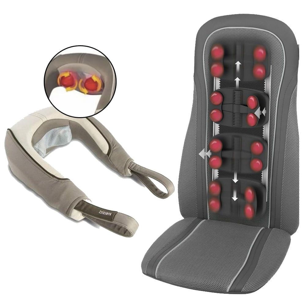 Respaldo Masajeador MC-818 y Masajeador Cervical Shiatsu Calor Nms-250