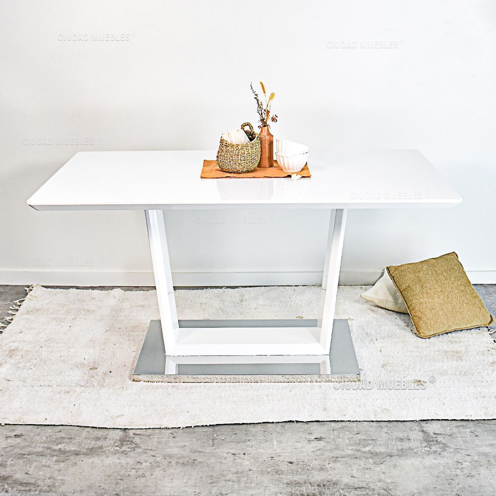 Mesa Rectangular Laqueado Blanca 150 cm