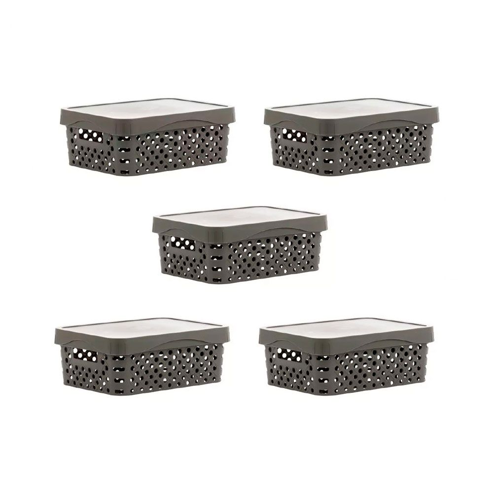 SET 5 CAJAS ORGANIZADORAS TRENDY BOX 12LTS APILABLE MULTIUSO GRAFITO