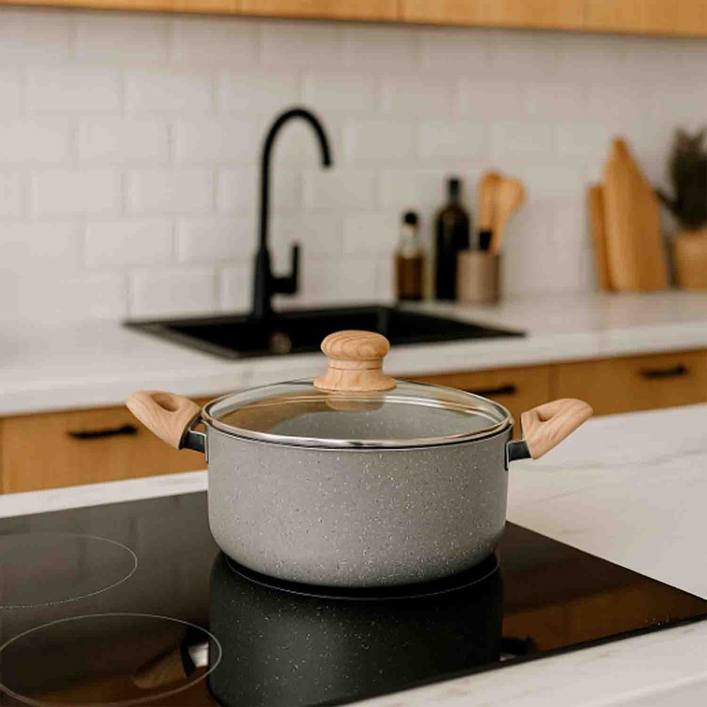 Olla Cacerola 24cm Aluminio Antiadherente Benabi Cocina Gris BNB 55112-G
