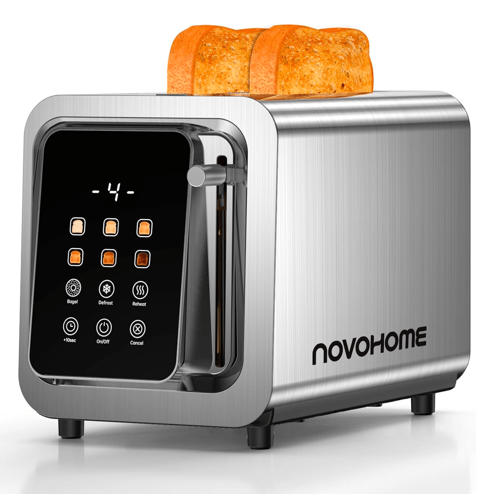 Tostadora Digital 2 Rebanadas Novohome 1000W Pantalla Touch