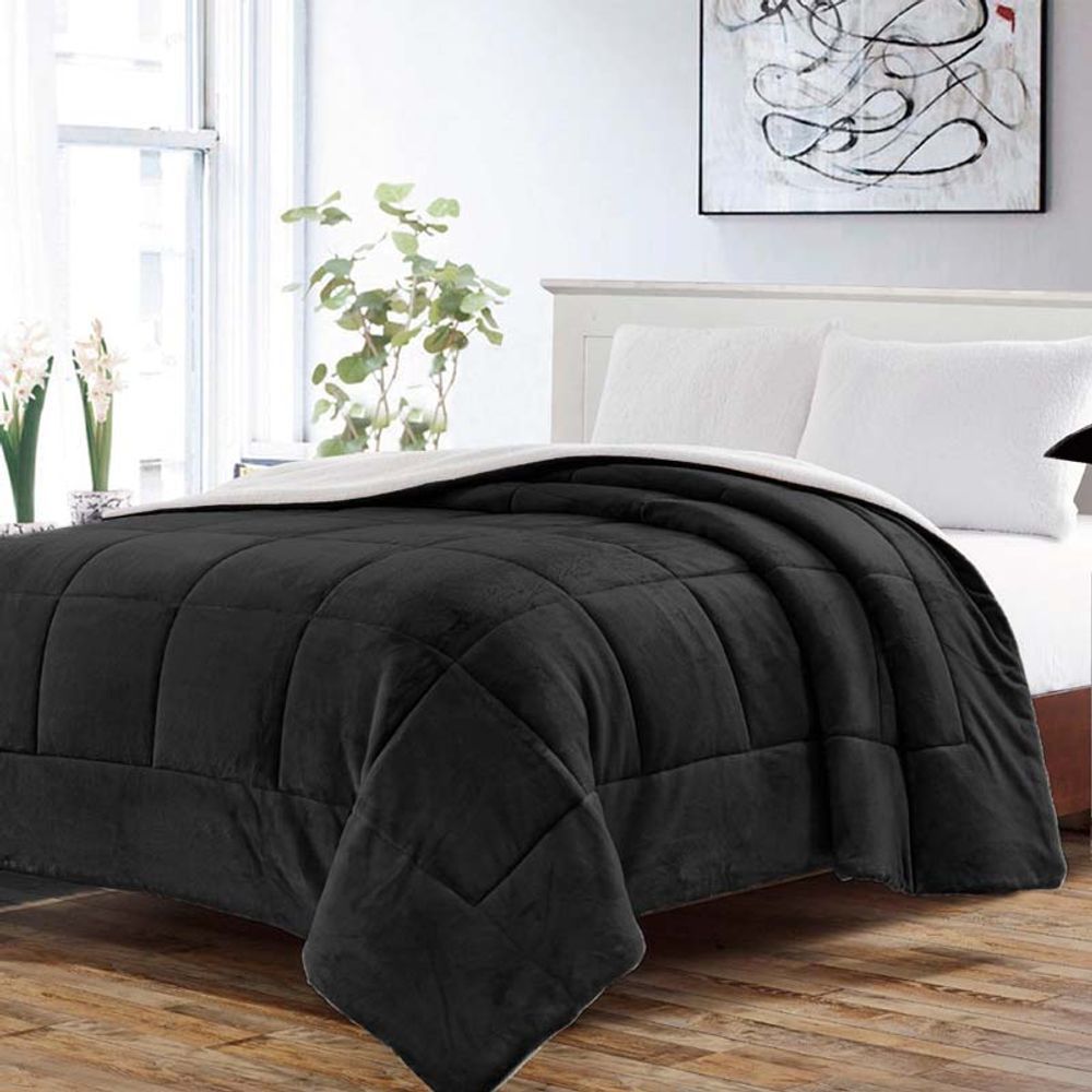 Edredon Corderito Twin Negro Nevada