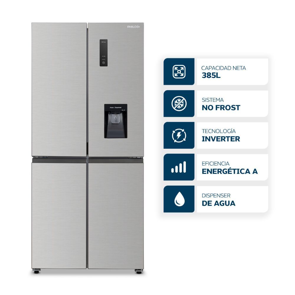Heladera Philco Side by Side Cross Door Slim 4 Puertas No Frost 385L ...