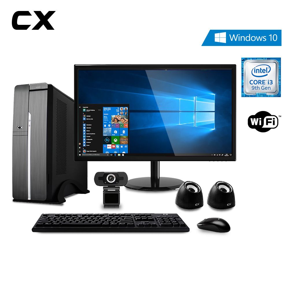 Computadora de Escritorio CX Slim Gris Core i3 10100 4GB 1TB Con Monitor 19 Pulgadas Win10Home