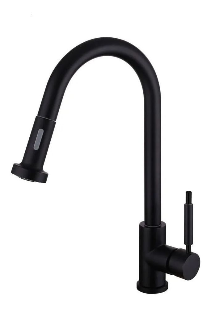 Grifería Cocina Piazza Monocomando Gourmet Rociador Negro