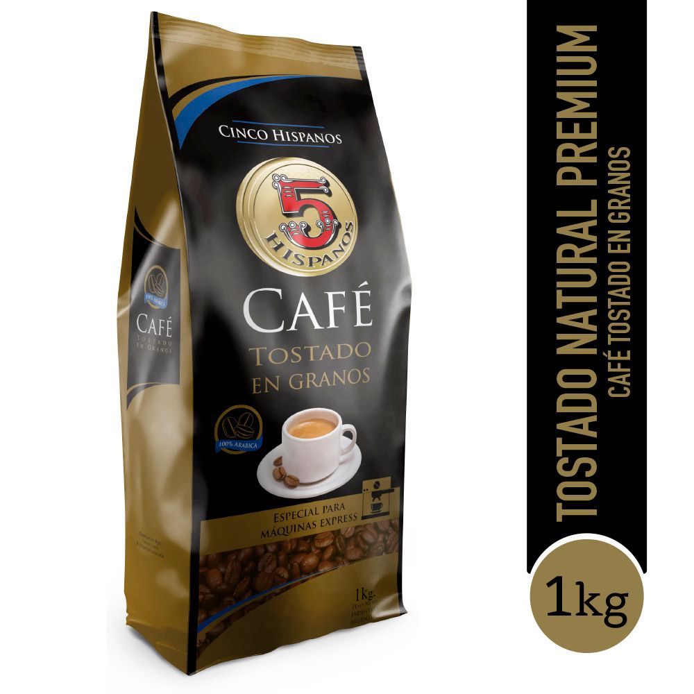 Café 5 Hispanos en Grano Premium 1kg