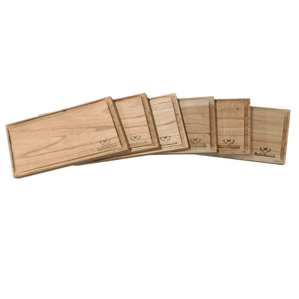 Tabla individual de madera guayubira para asado x 6
