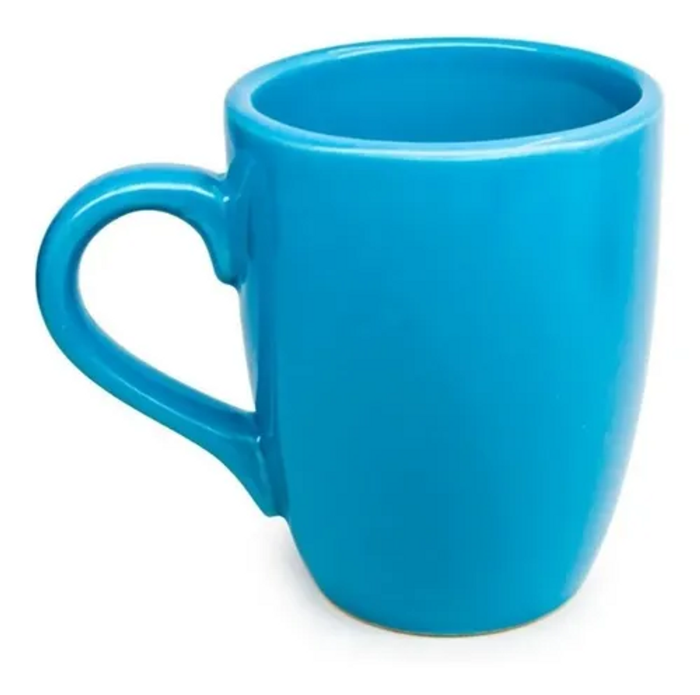 Jarro Mug Ceramica Blanca Y Colores 300 Ml Celeste