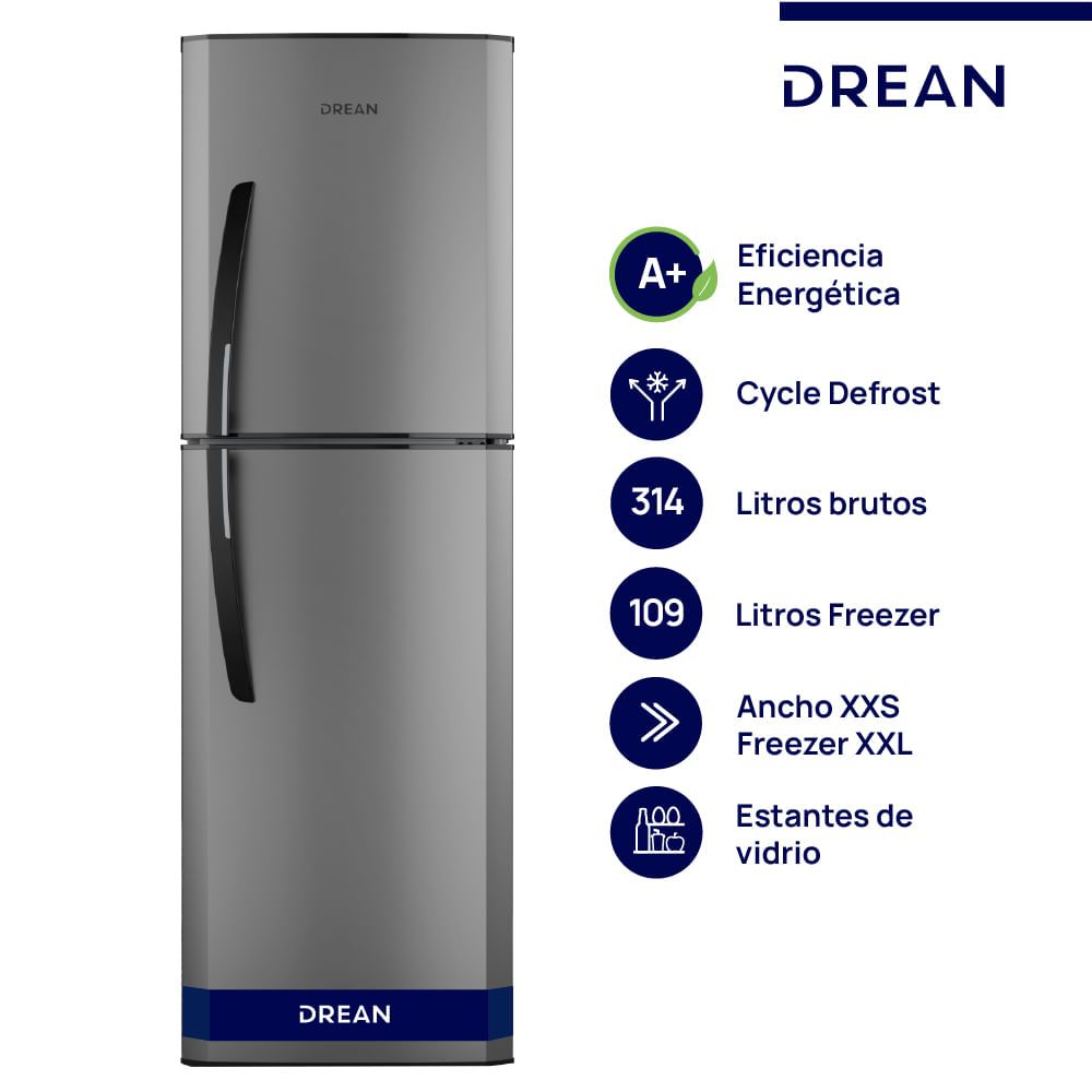 Heladera con freezer Cíclica 314 L Gris Drean HDR320F50E