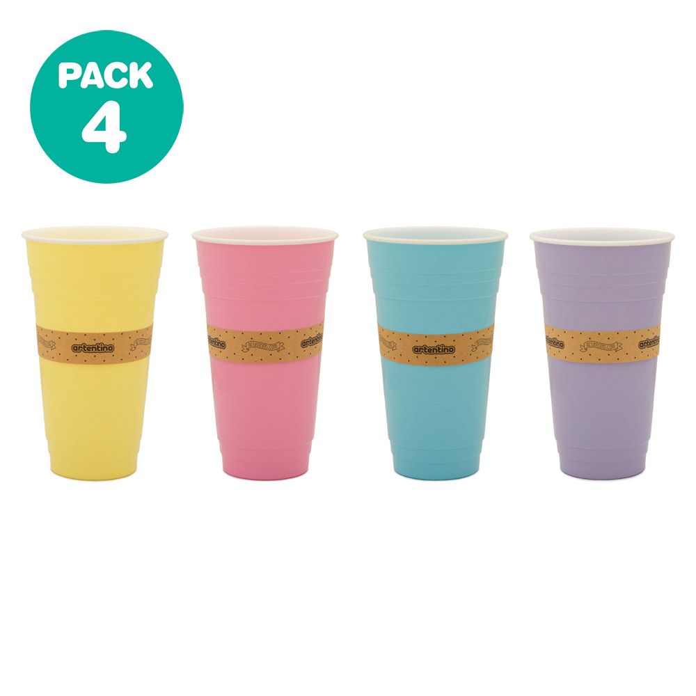PACK 4 Vaso Gigante 1 Litro Rígido Eco Reutilizable Fiesta Trago