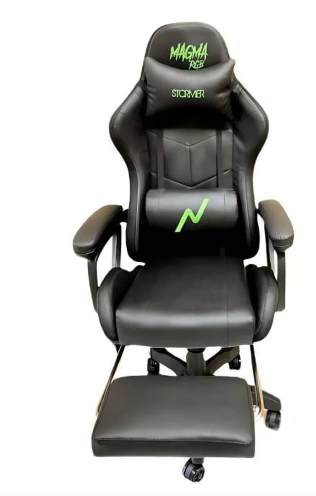 Silla Gamer Noga Magma Rgb Masajeadora Con Luces Y Apoya Pie