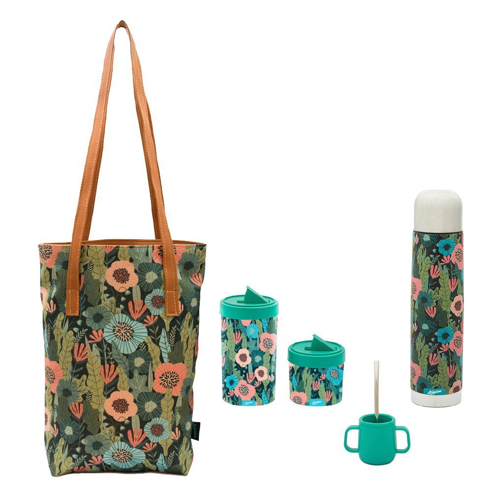 Combo Set Matero Termo Bolso Mate Botanical