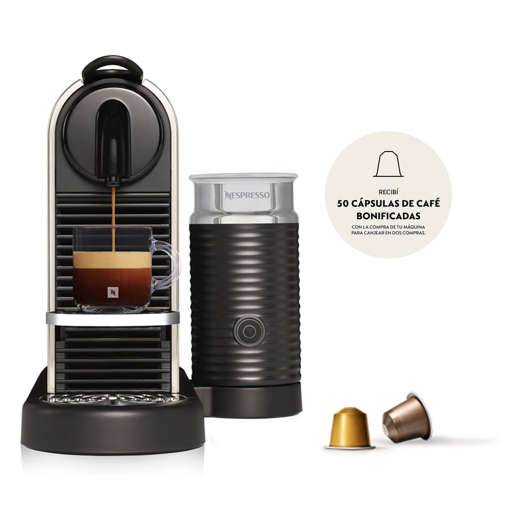 Cafetera Nespresso Citizen Platinium con Aeroccino D145-AR-ME-NE