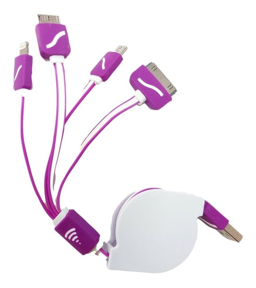 Cable Cargador Retráctil Multipuerto Colores