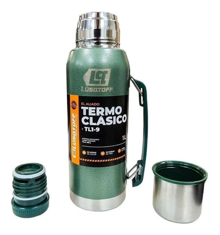Termo Acero Inoxidable Lusqtoff 1 Litro Frío/calor Verde 20h