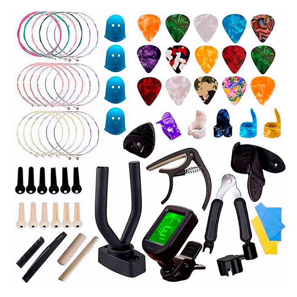 Kit De Accesorios Para Guitarra Acustica Cuerdas 66 Unidades
