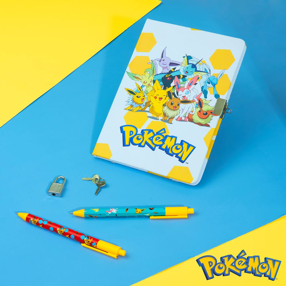 Set de papelería Pokemon Secret Dairy Notebook con candado y bolígrafo