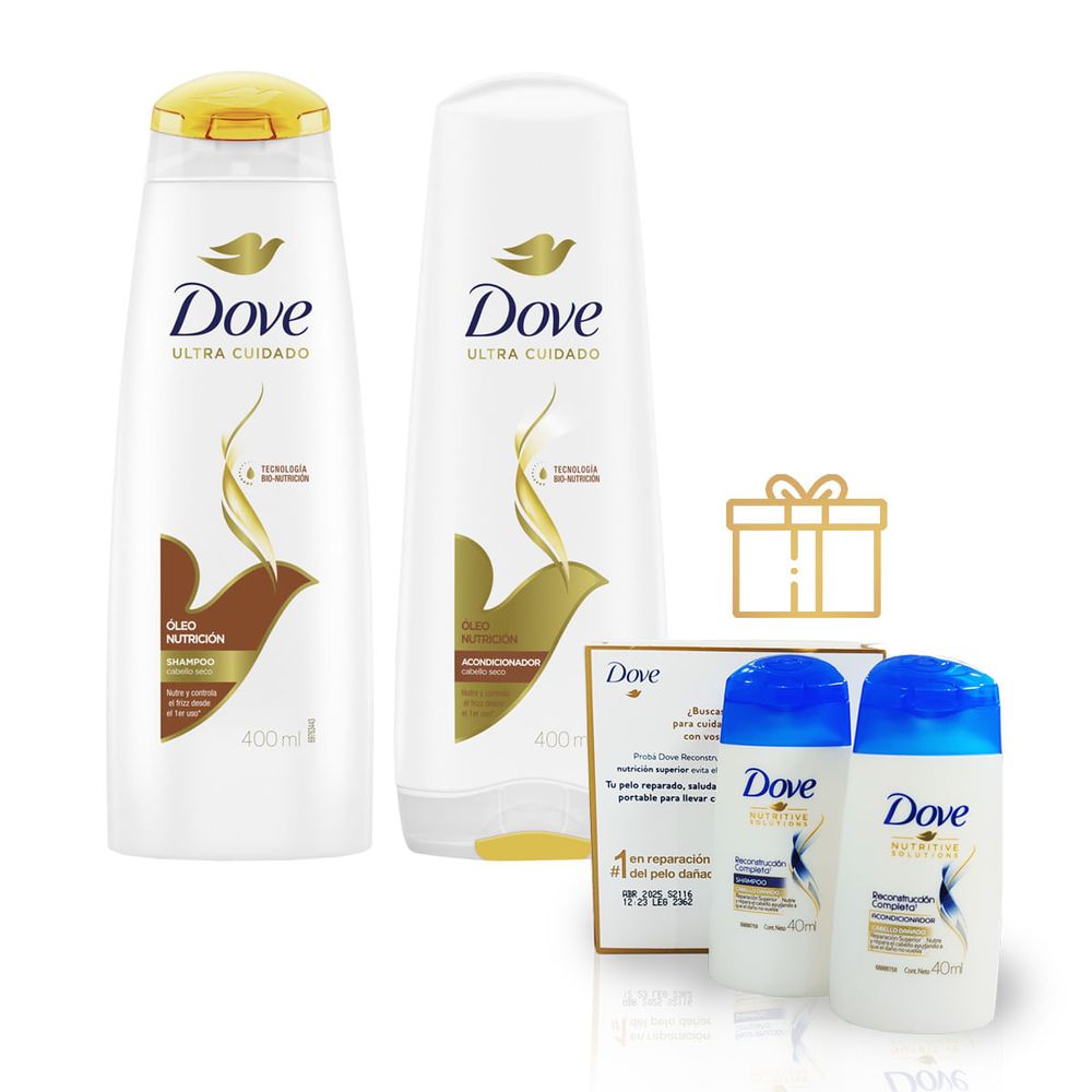 Dove Óleo Nutrición Shampoo + Acondicionador + Regalo Viaje