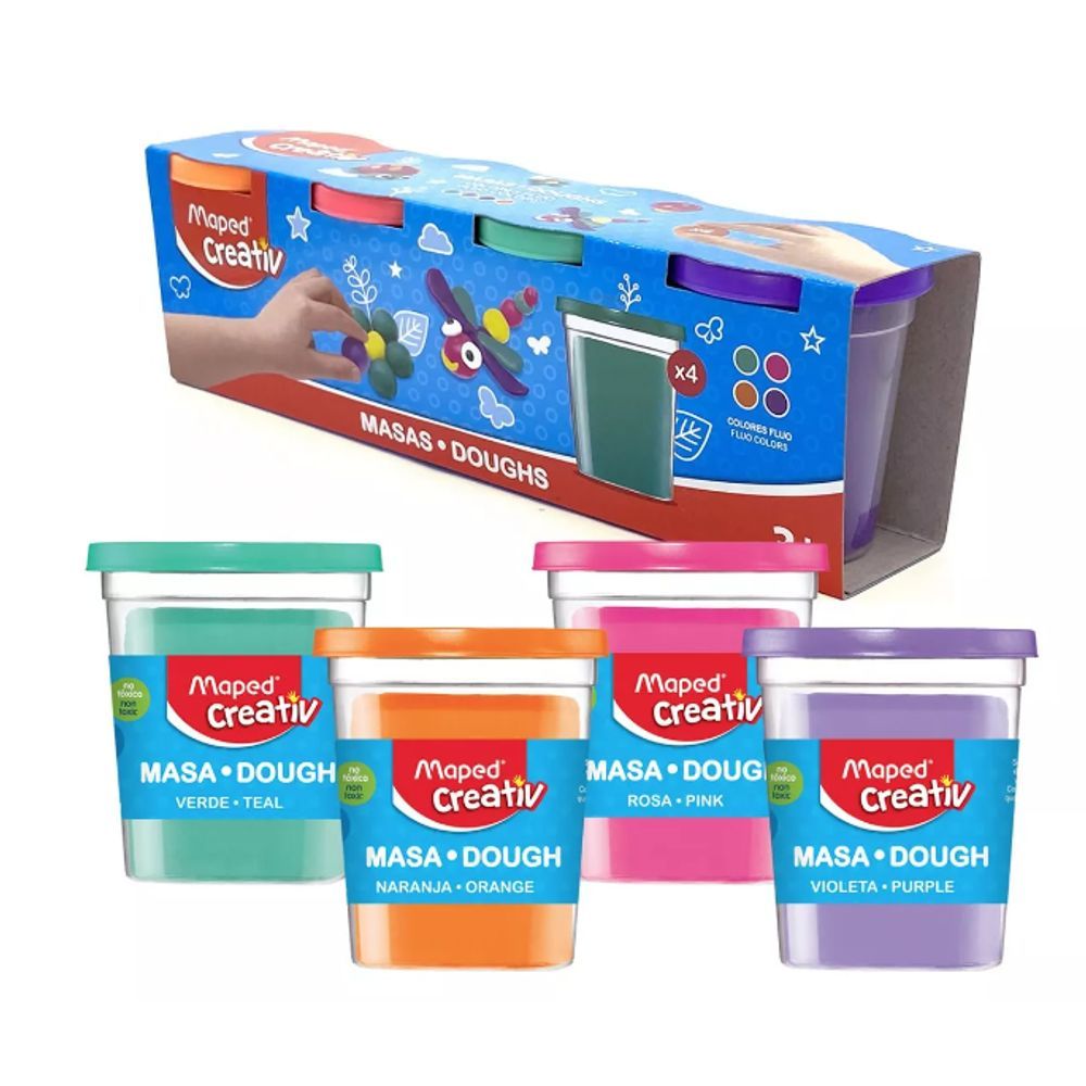 Masa Maped Fluo Creativ Pot 114g X4