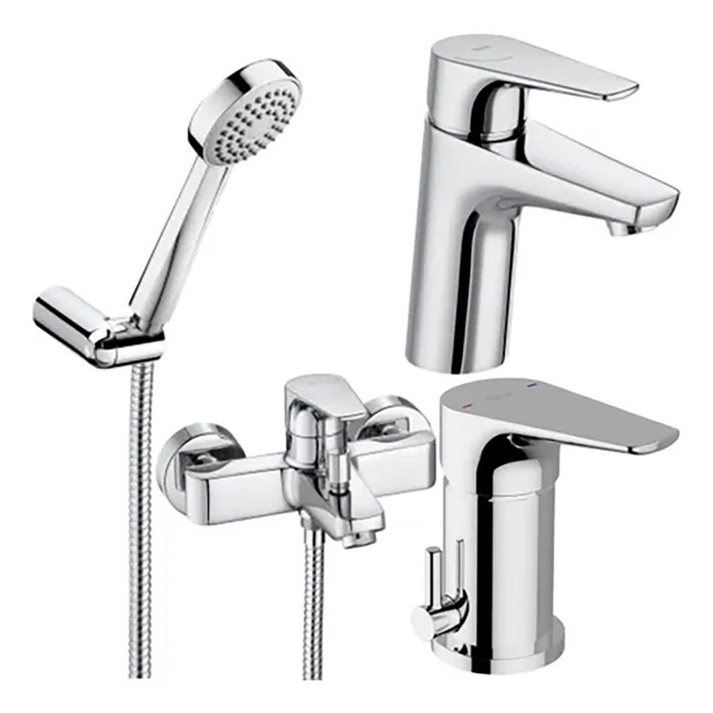 Combo Grifería Completa Roca Atlas Lavatorio Bidé Ducha