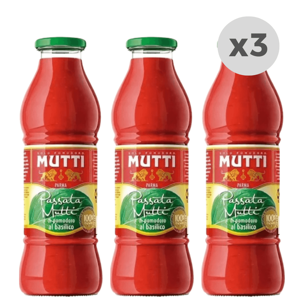 Puré de Tomate Mutti Passata con Albahaca 400g Italia x3