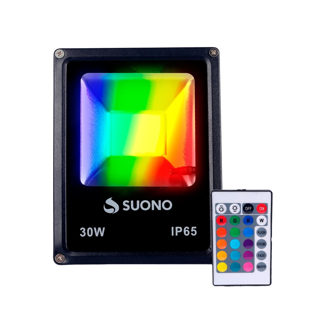 Reflector Led Rgb 30w Exterior Suono Negro