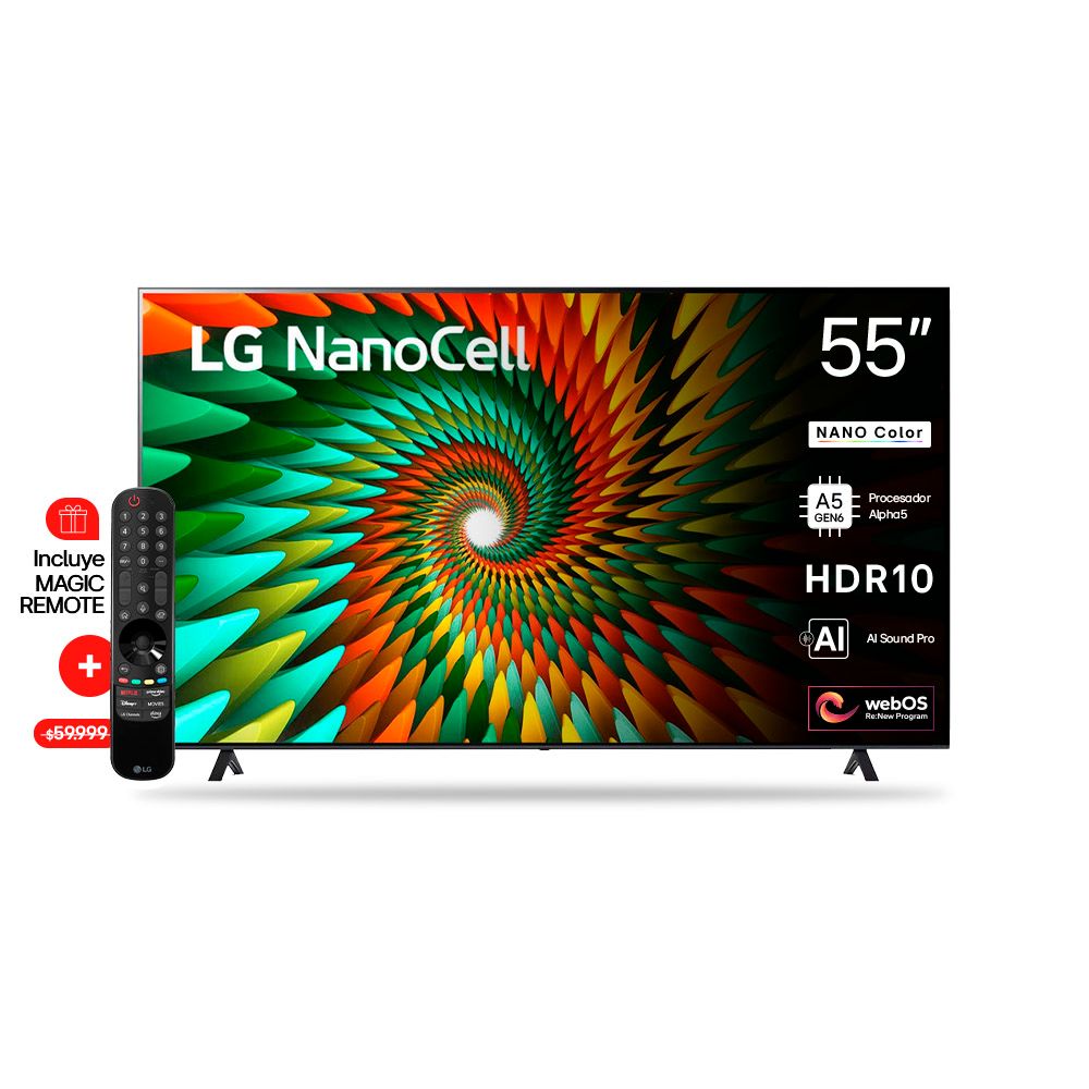 Smart TV LG NanoCellAI 55" UHD 4K Procesador Alpha 5 6ta Gen con ...