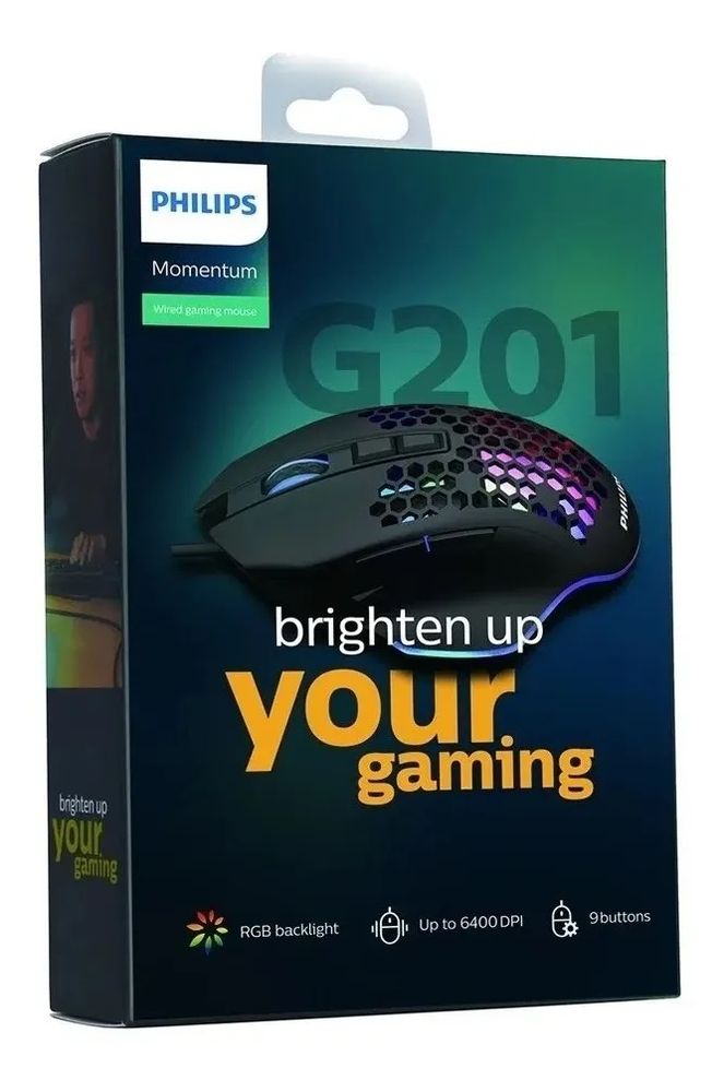 Mouse Gamer Philips Brighten Up RGB G201 Spk920