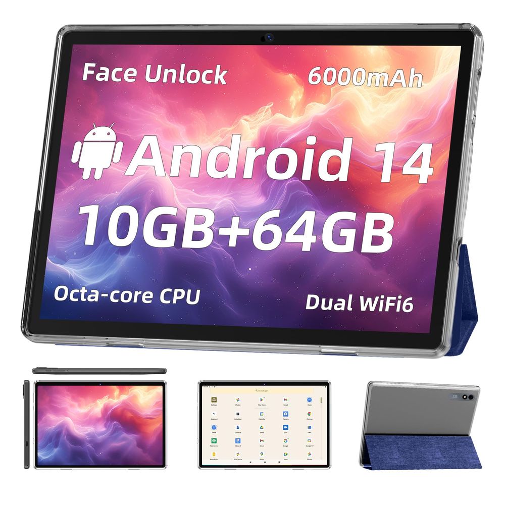 Tablet TUOHAITIME Android 14 Octa-Core de 10 pulgadas, 10 GB+64 GB+1 TB