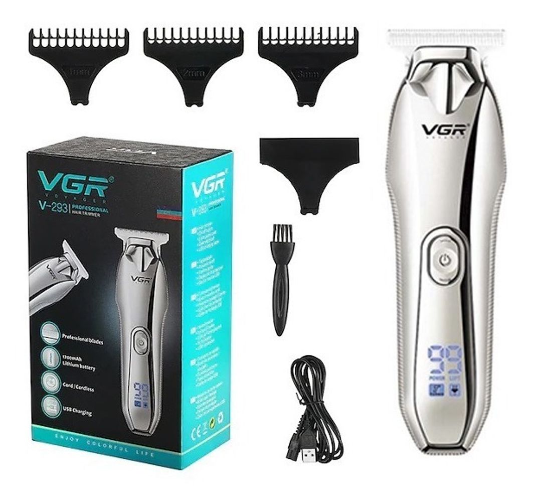 Maquina Corta Pelo Barba Trimmer Vgr V-293 Recargable Usb Plateado