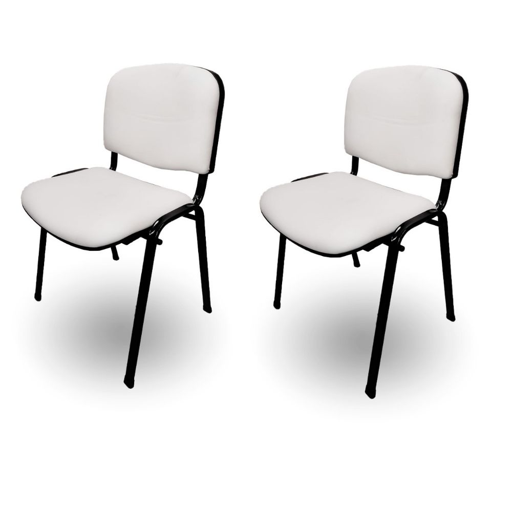 Silla apilable MrB isso pack x 2 unidades eco cuero blanco