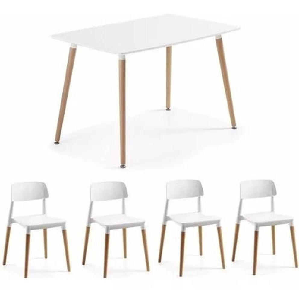 Juego Comedor Mesa Eames 120x80 + 6 Sillas Milan
