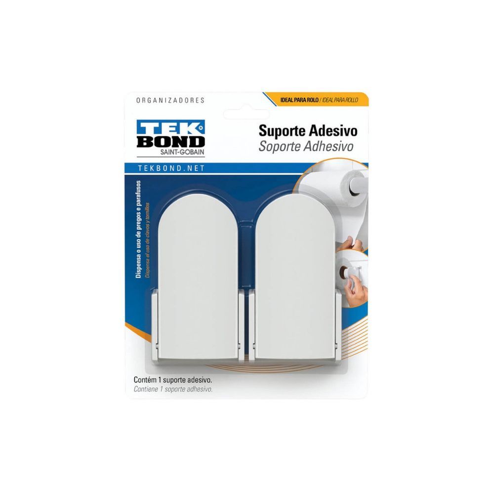 Soporte Adhesivo Blanco para Rollo de Cocina en Blister Tek Bond