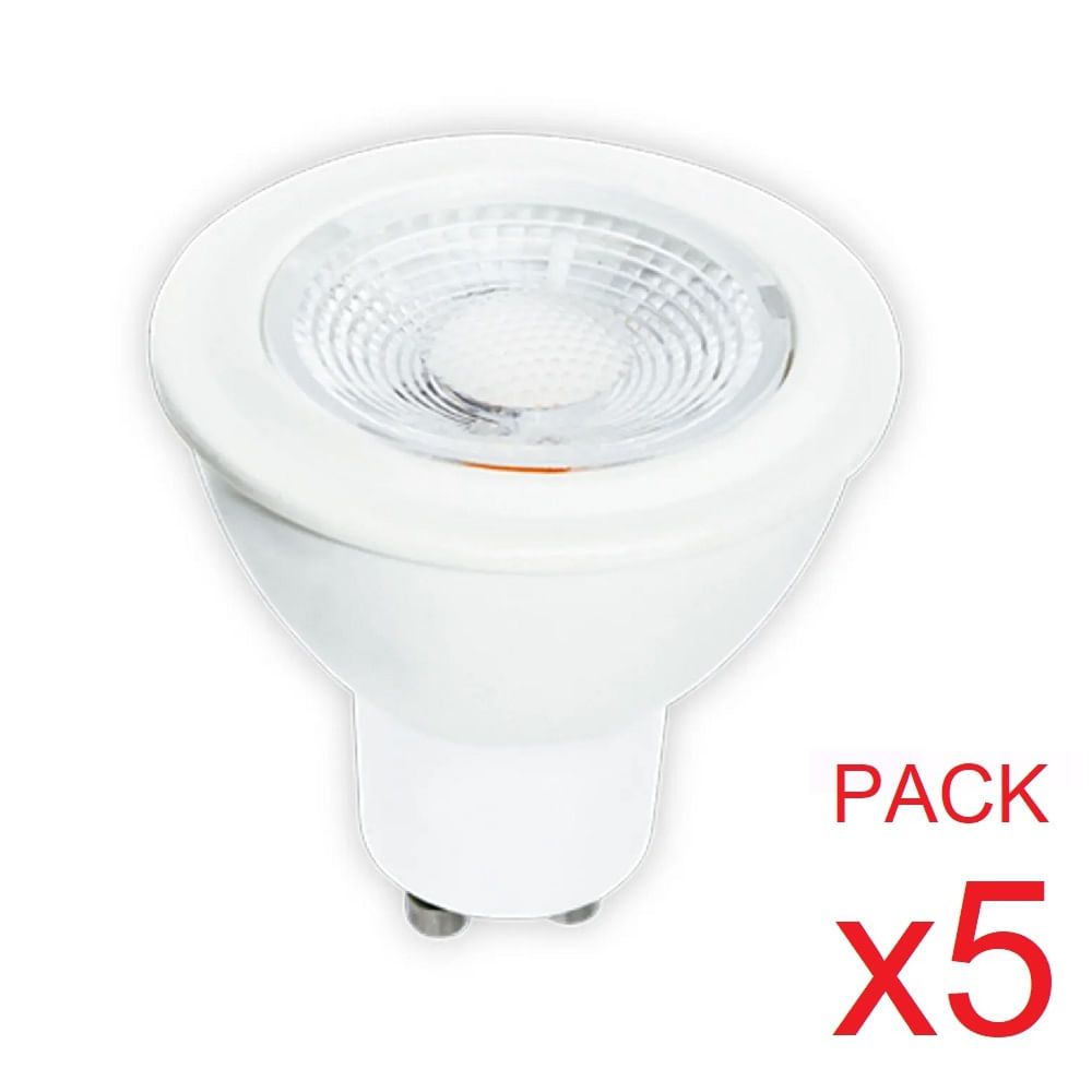 LAMPARA DICROICA LED GU10 5 LEDS 6W LUZ CALIDA TBCin PACK x5