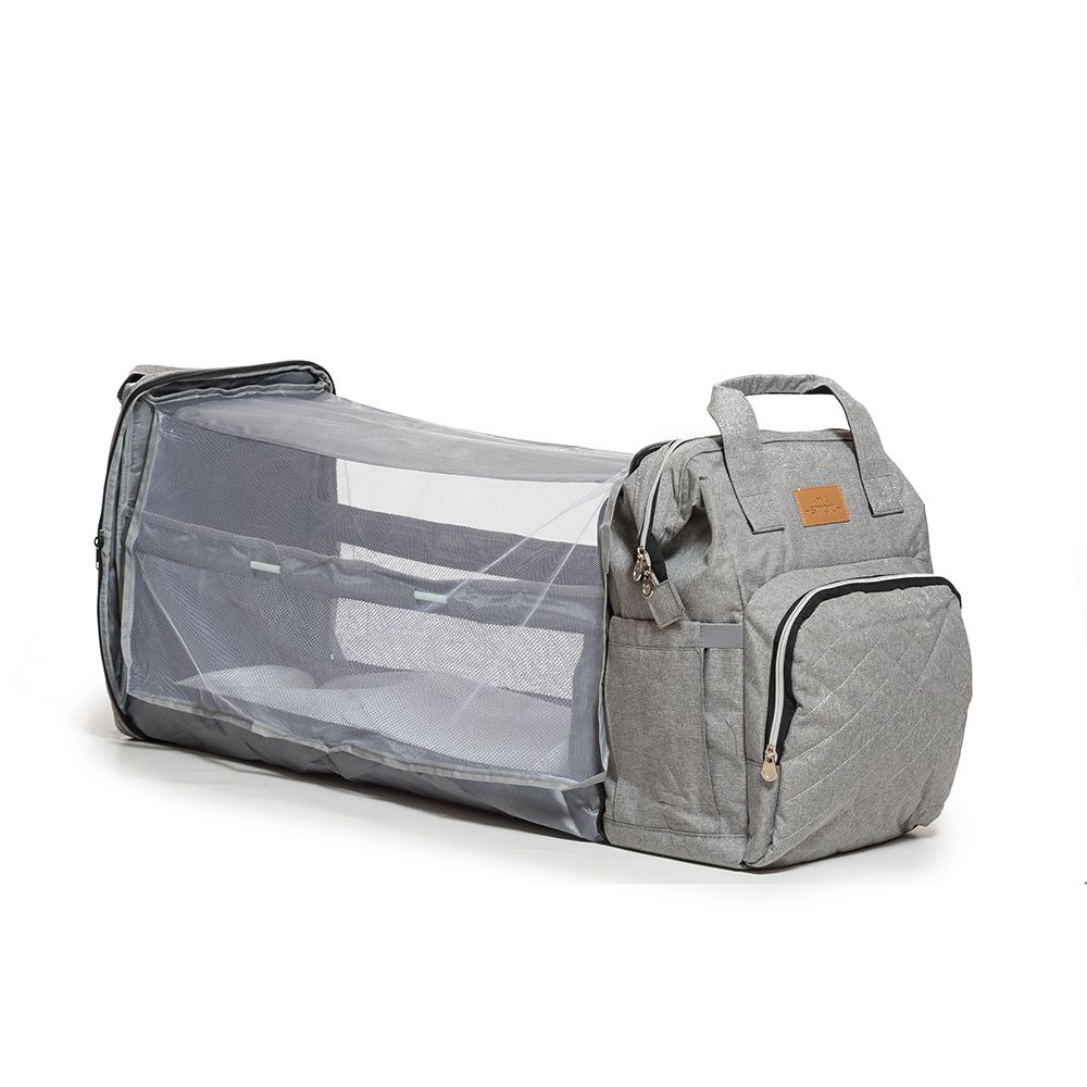 Mochila Maternal con Cambiador y Transformable en Cuna Love Gris 8413