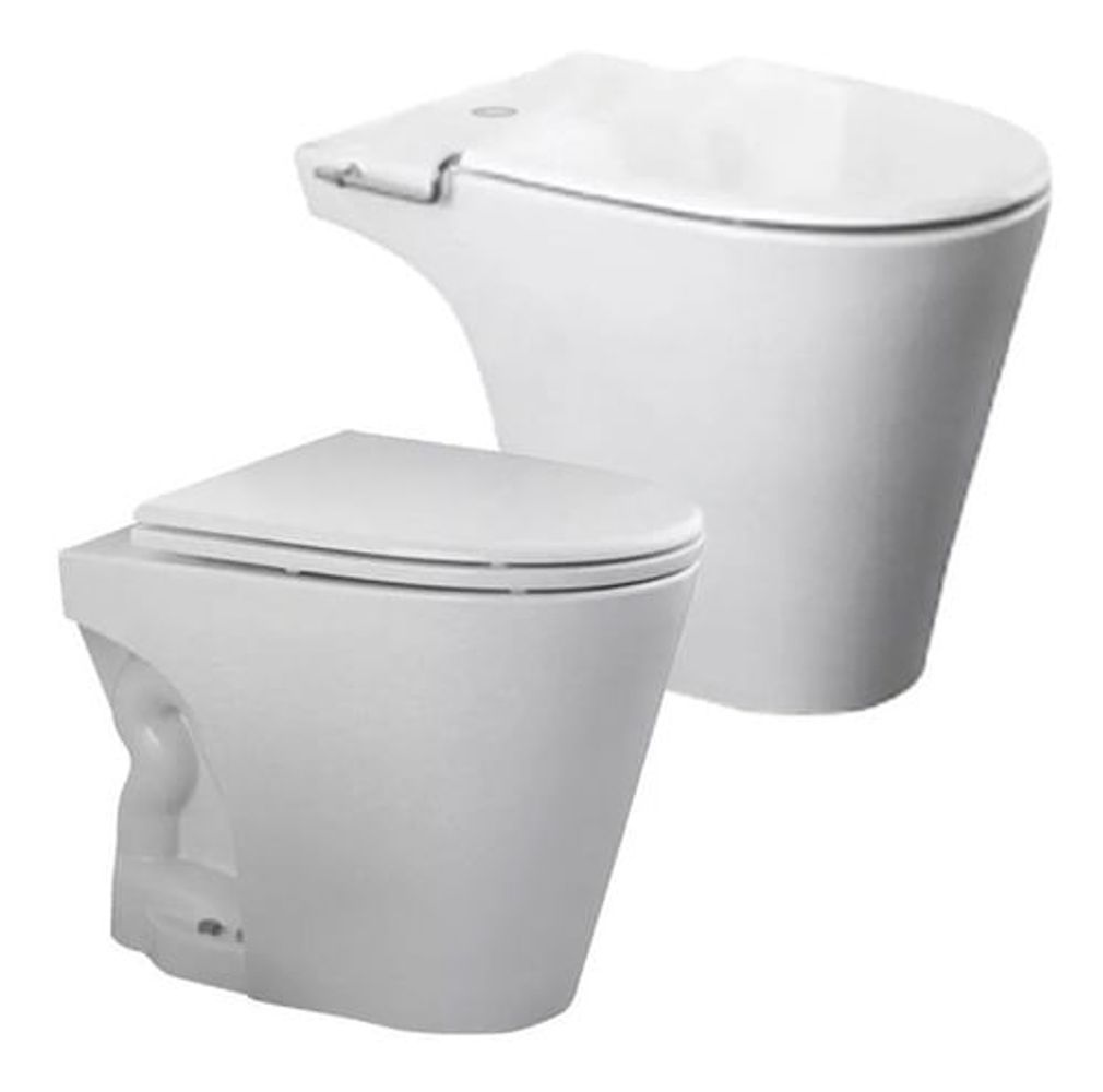 Inodoro corto + bidet 1 agujero + tapas Ferrum Marina